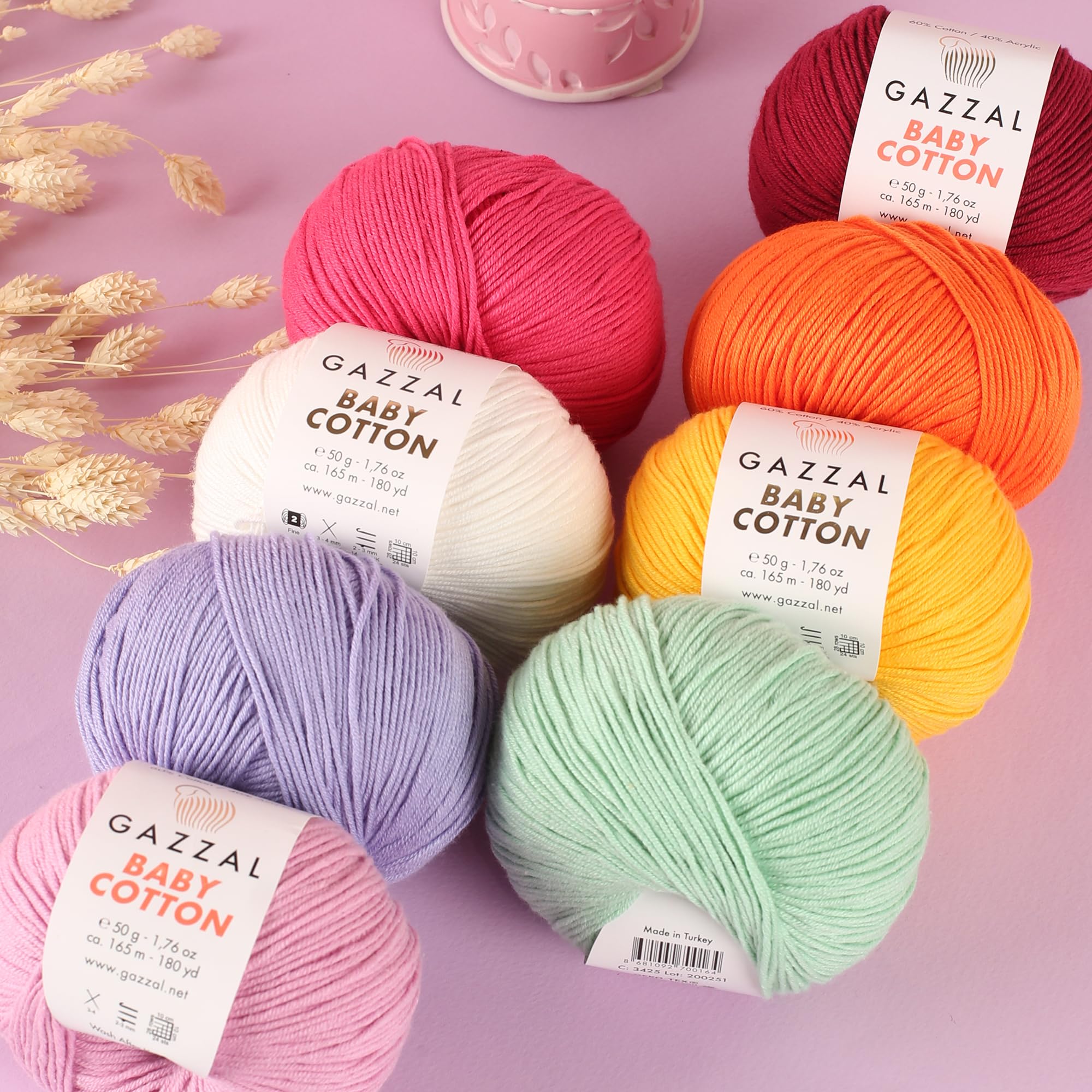 5 Skein (Pack) Total 8.8 Oz. Gazzal Baby Cotton Each 1.76 Oz (50g) / 150 Yrds (165m) Soft, Fine Baby Yarn, 60% Cotton (Black - 3433)
