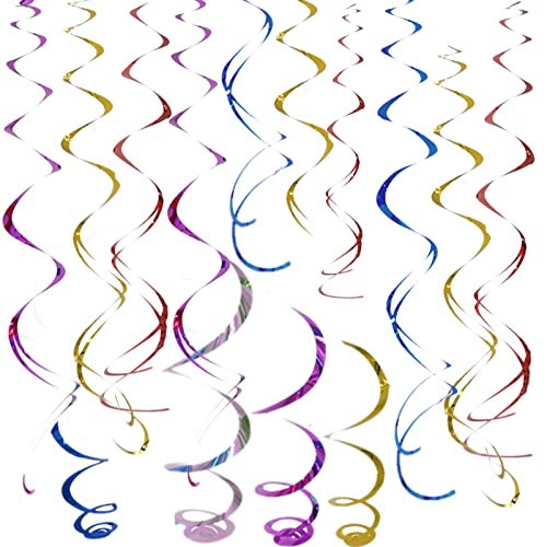 30 Pcs Hanging Swirl Party Decoration, Plastic Tassel Banner Birthday Party Decoration, Swirl Decoration for Birthday Party, Ceiling, Christmas, Graduation, Wedding(5 colors)