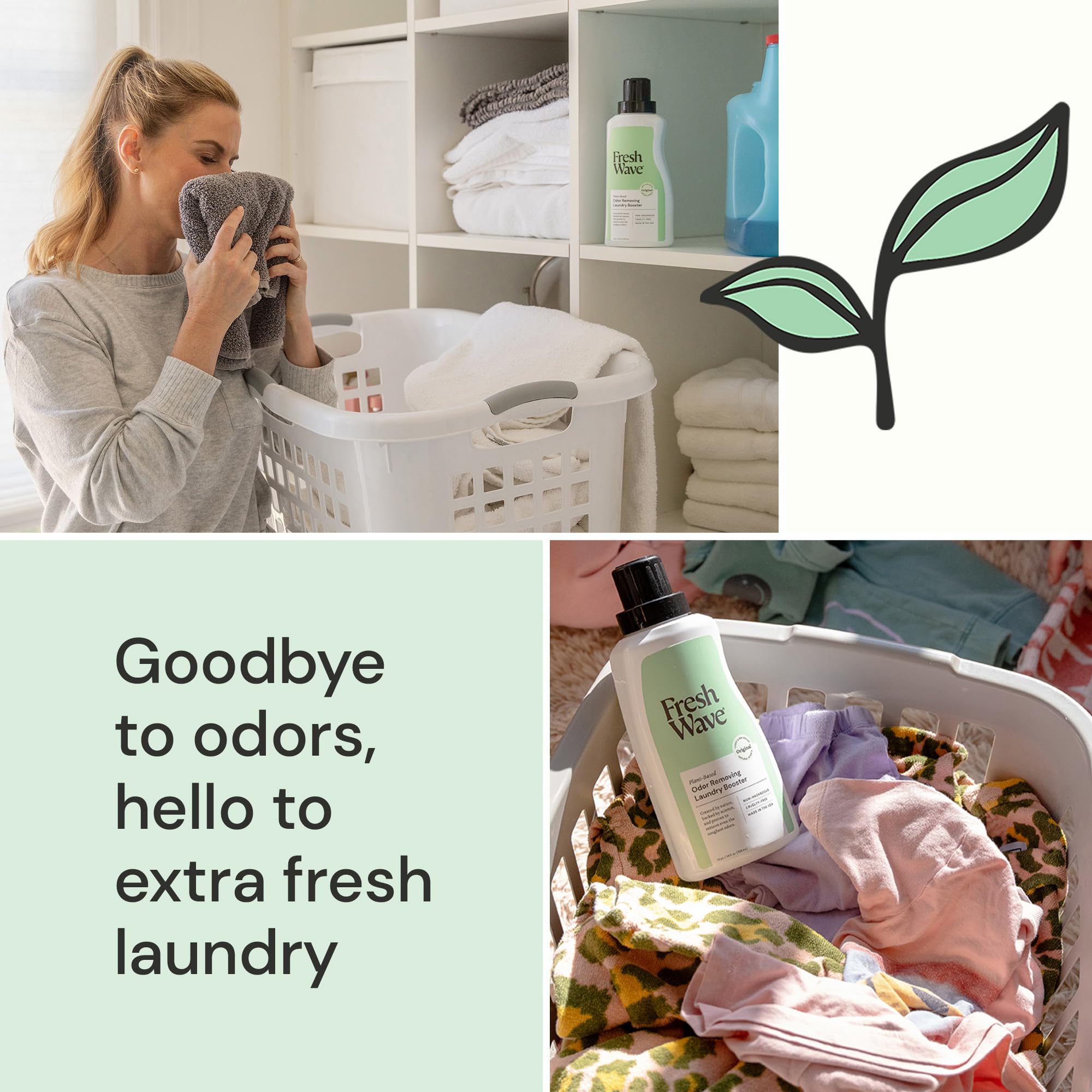 Fresh Wave Odor Removing Laundry Booster, 24 fl. Oz., Pack of 2 - Laundry Scent Booster, Safer Odor Relief, Natural Plant-Based Odor Eliminator, Pet Bedding, Activewear, Blankets & Fabrics