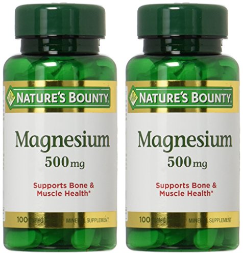 Nature's Bounty High Potency Magnesium 500mg, 200 Tablets (2 X 100 Count Bottles)