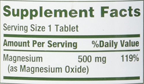 Nature's Bounty High Potency Magnesium 500mg, 200 Tablets (2 X 100 Count Bottles)