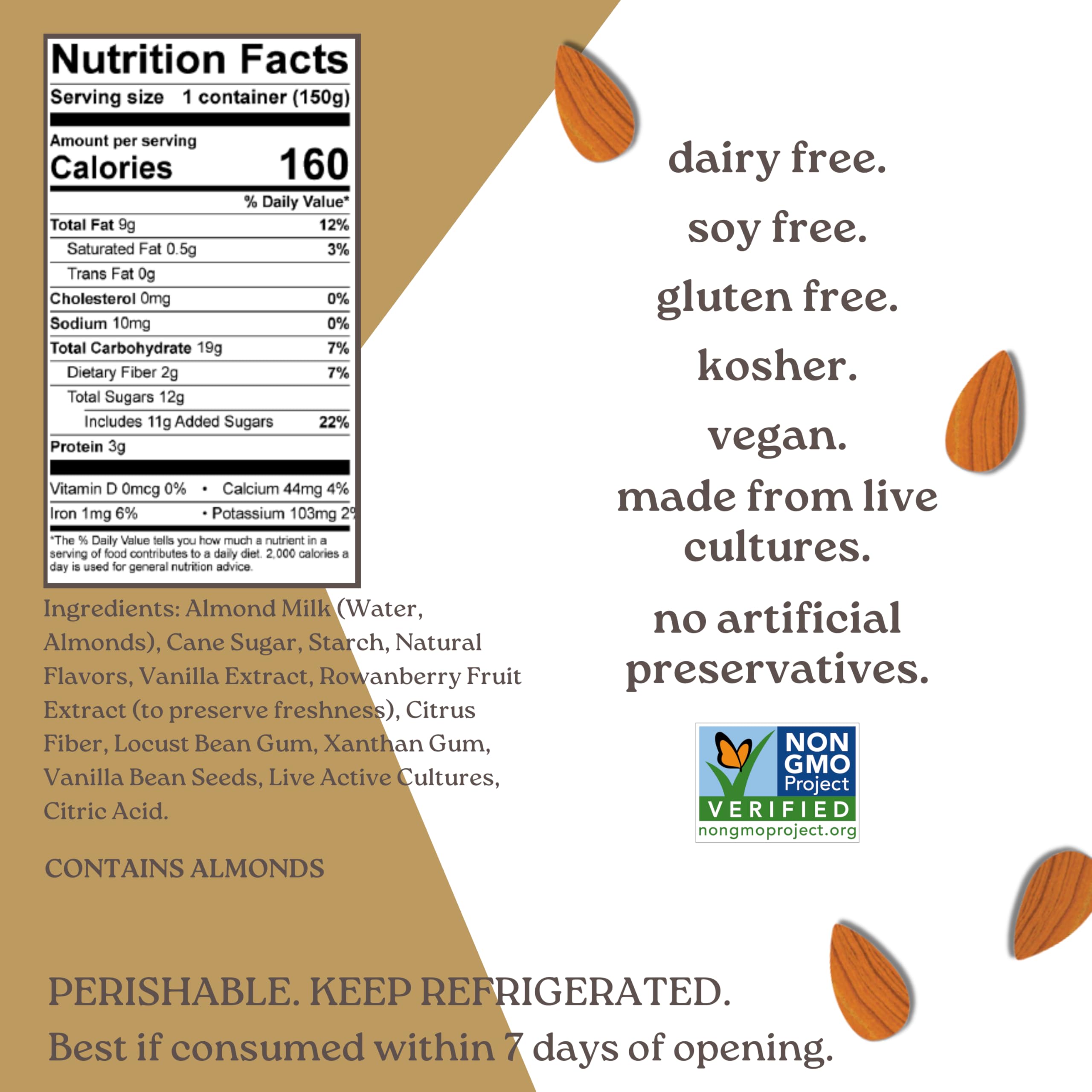 Kite Hill Vanilla Almond Milk Yogurt, 5.3 Ounces, Dairy Free