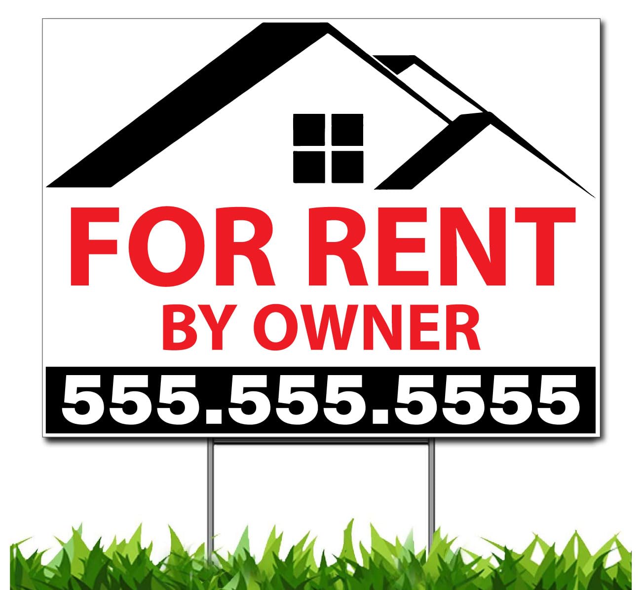 CUSTOM For Rent By Owner 18x24" Yard Sign, Double Sided, Metal Stake Included, by Moonlight4225