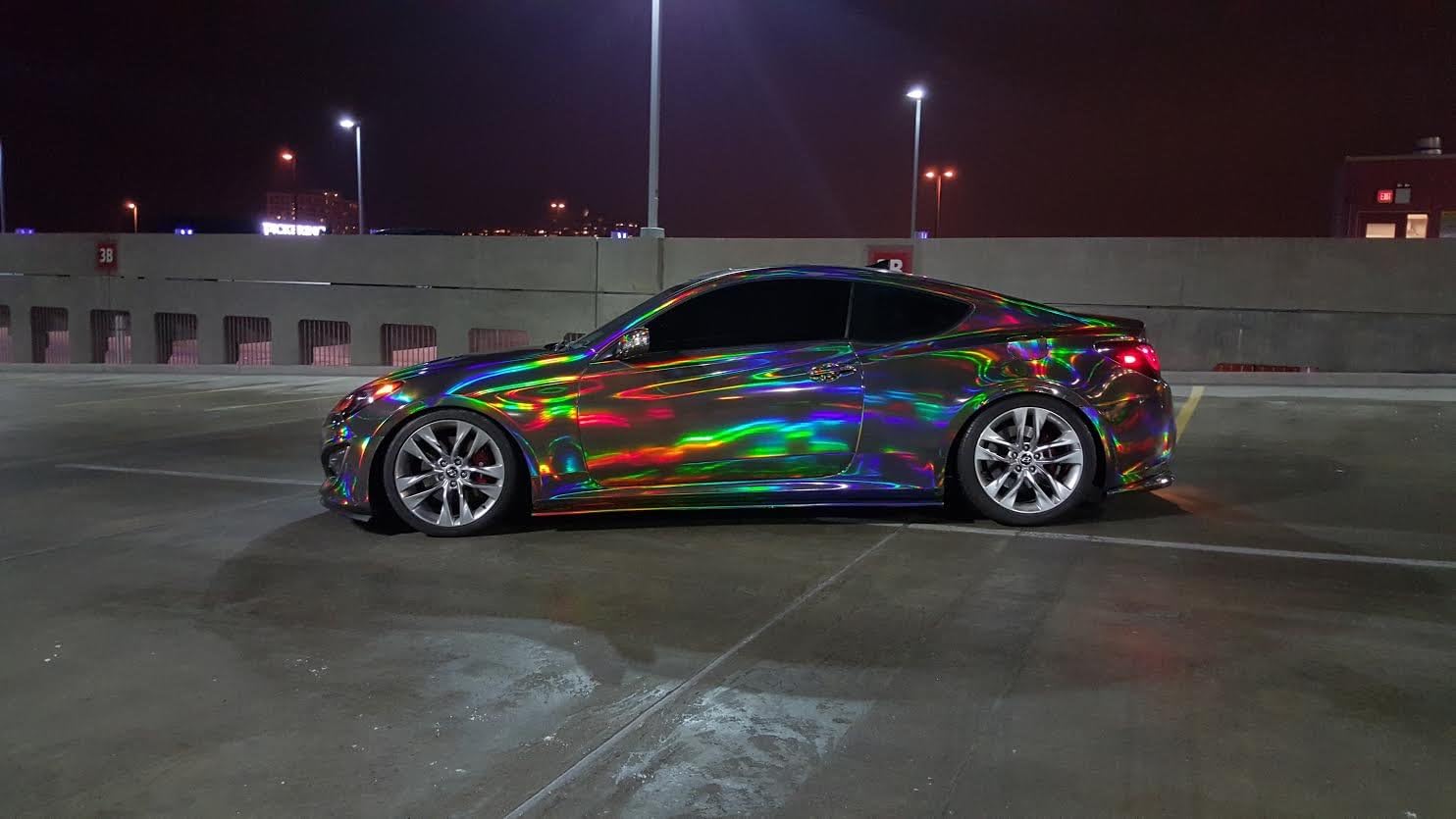 VViViD Black Holographic Vinyl Wrap Rainbow Finish Roll DIY Air-Release Adhesive Film (.5ft x 5ft)