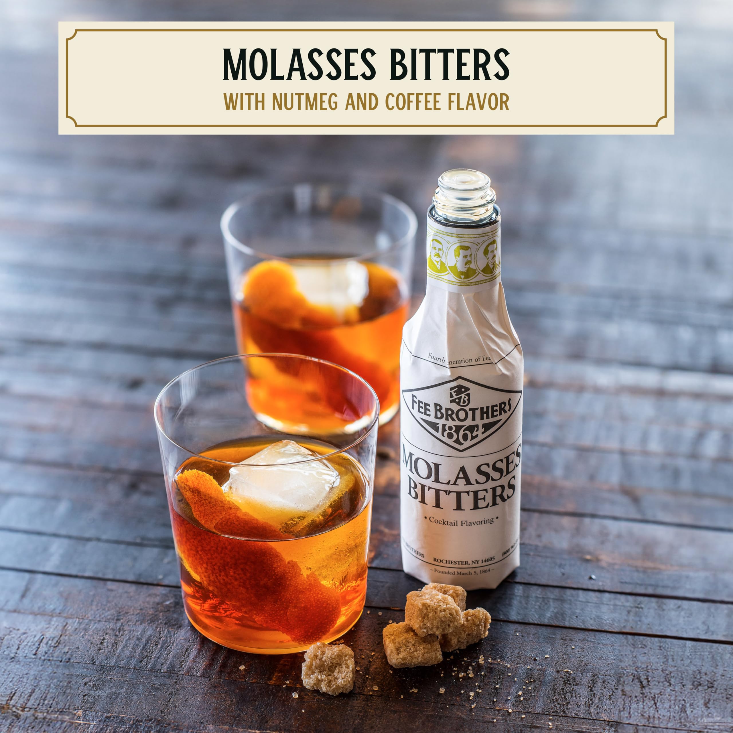 Fee Brothers Molasses Cocktail Bitters - Aromatic Cocktail Mixer & Concentrated Flavoring, Gluten Free, Vegan-Friendly, 5 fl oz