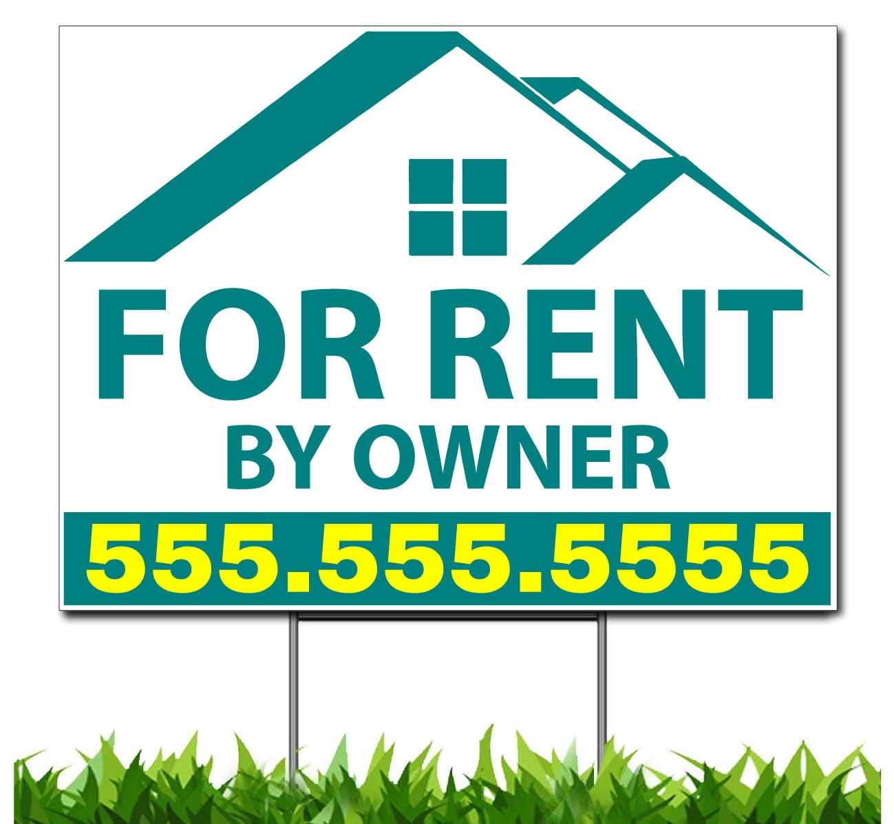 CUSTOM For Rent By Owner 18x24" Yard Sign, Double Sided, Metal Stake Included, by Moonlight4225