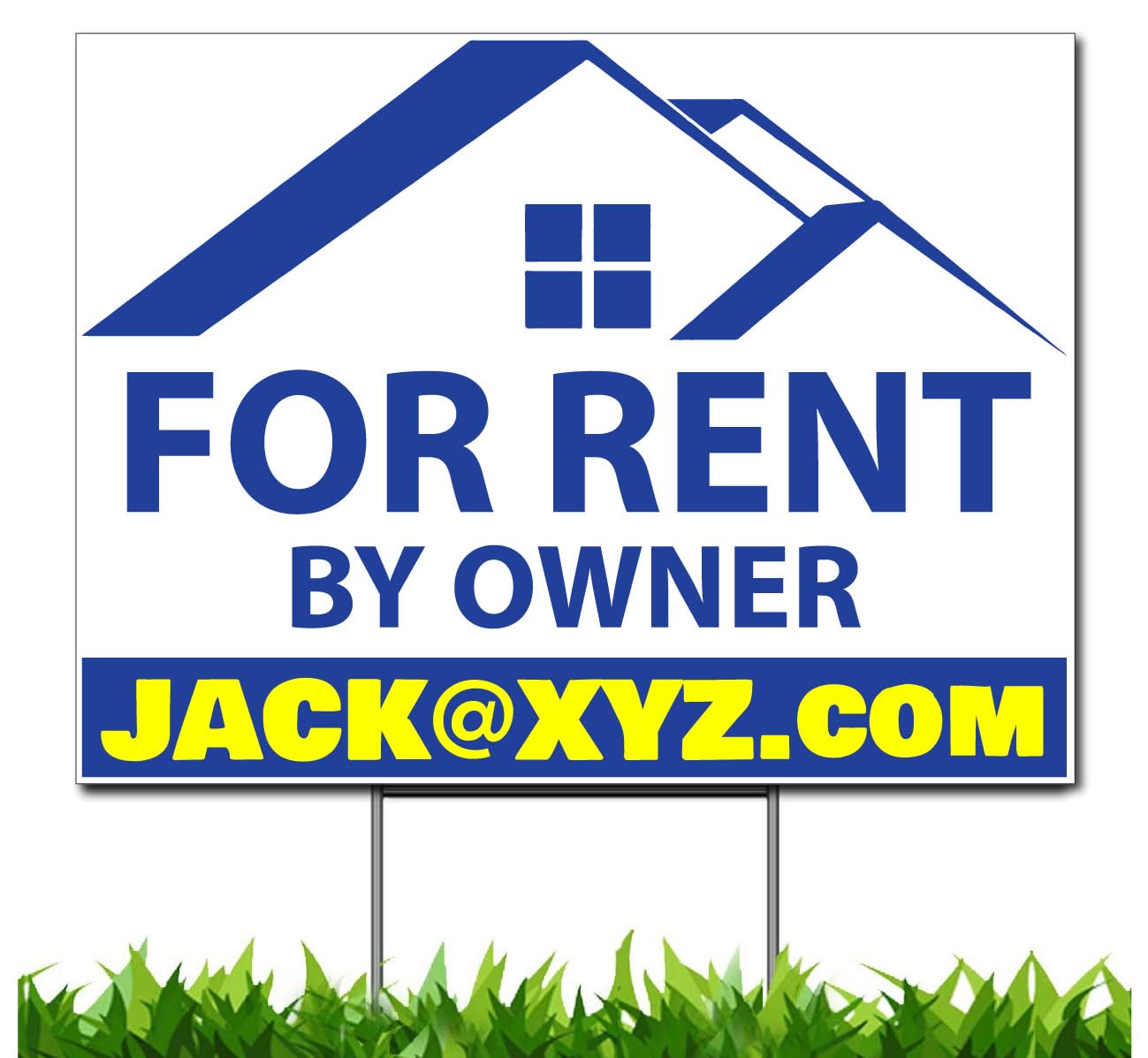 CUSTOM For Rent By Owner 18x24" Yard Sign, Double Sided, Metal Stake Included, by Moonlight4225