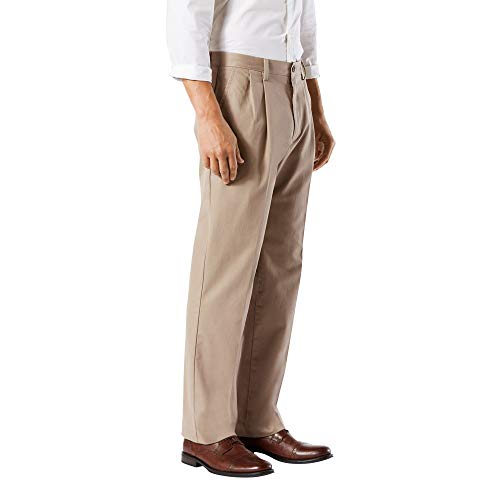 Dockers Men's Classic Fit Easy Khaki Pants-Pleated (Standard and Big & Tall), Timberwolf, 42W x 30L