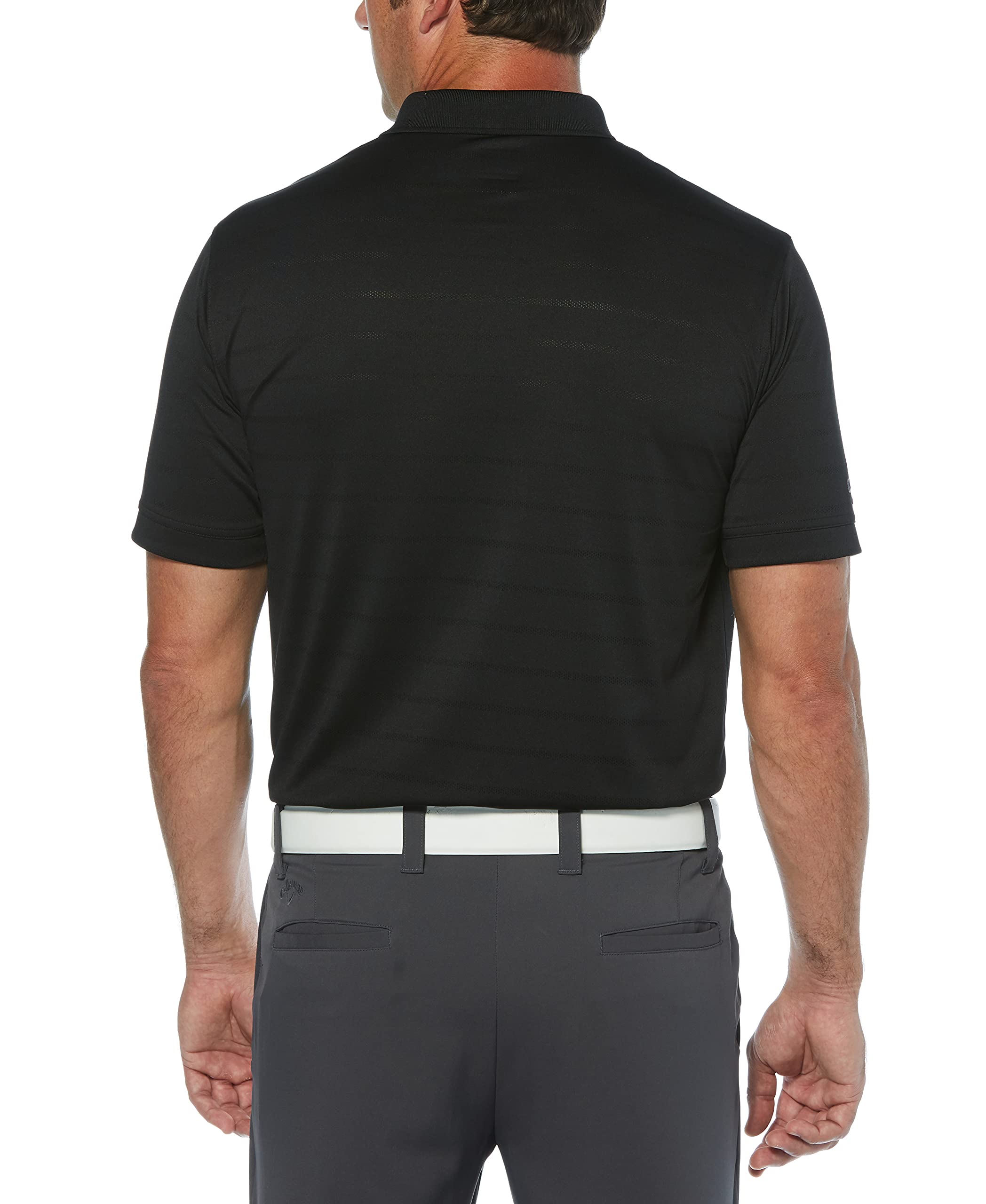 Callaway Men's Basic Short Sleeve Opti-Vent Open Mesh Polo Golf Shirt , Black, XX-Large