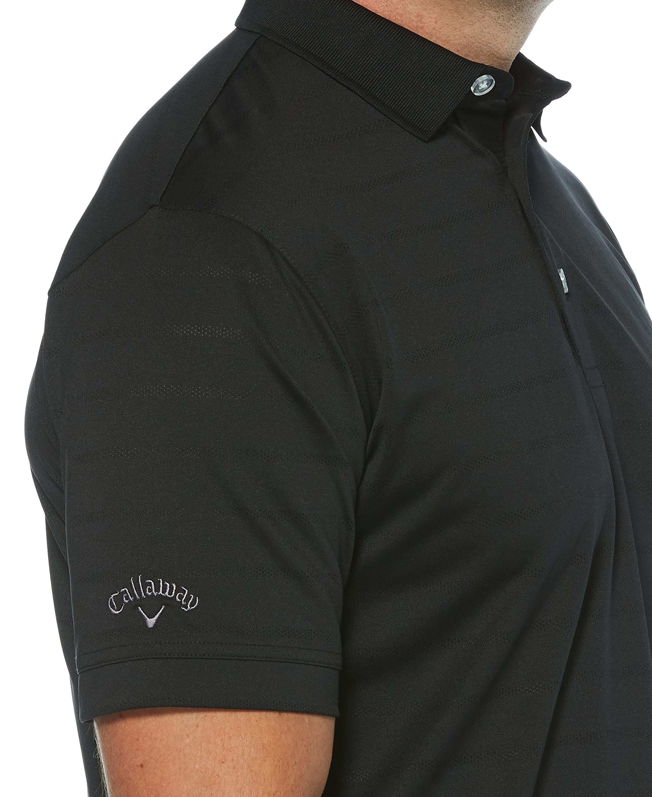 Callaway Men's Basic Short Sleeve Opti-Vent Open Mesh Polo Golf Shirt , Black, XX-Large
