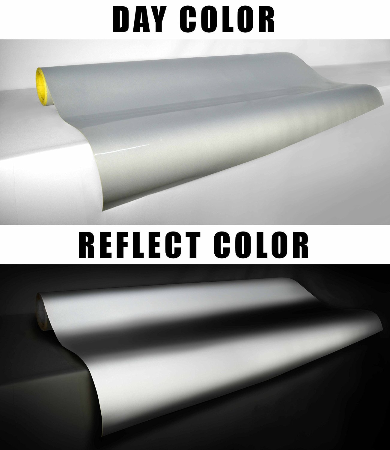 Reflective Gloss Silver White Vinyl Car Wrap Film DIY Roll Easy to Install No-Mess Decal (1ft x 48 Inch)