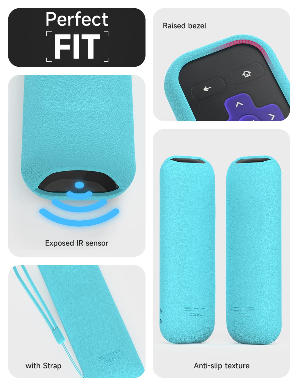 Protective Case for Roku Express HD/Express+,Roku 2 (4210R),Roku LT,Premiere,RC83,Streaming Stick RC41,3800RT,TCL TV R655 Remote Case Light Weight Shock Proof Silicone Remote Cover(Glow in Dark Blue)