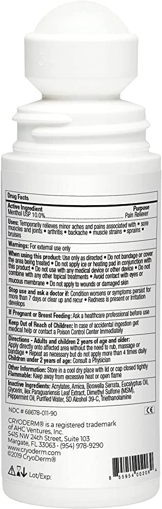 CryoDerm Pain Relieving, 3 Fl Oz (Pack of 4)