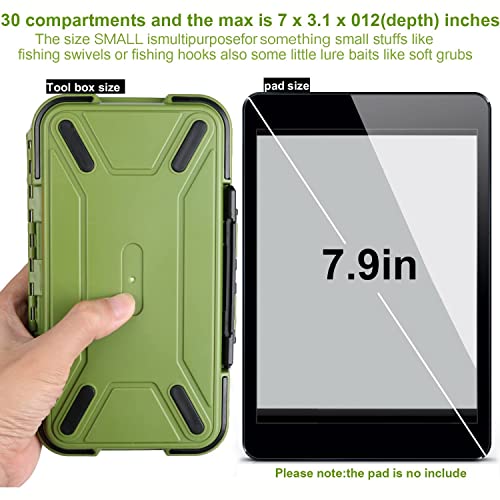 Goture Small Tackle Box, Waterproof Fishing Lure Boxes, Storage Case Bait Plastic Accessories Containers Green SMALL 7.8'' X 4.2'' X 1.8''