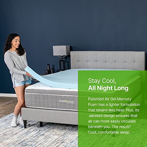 Nature’s Sleep by GhostBed - AirCool IQ 3 Inch Thick Density Gel Memory Foam Mattress Topper with Fitted Cover and 18 Inch Skirt - Twin XL