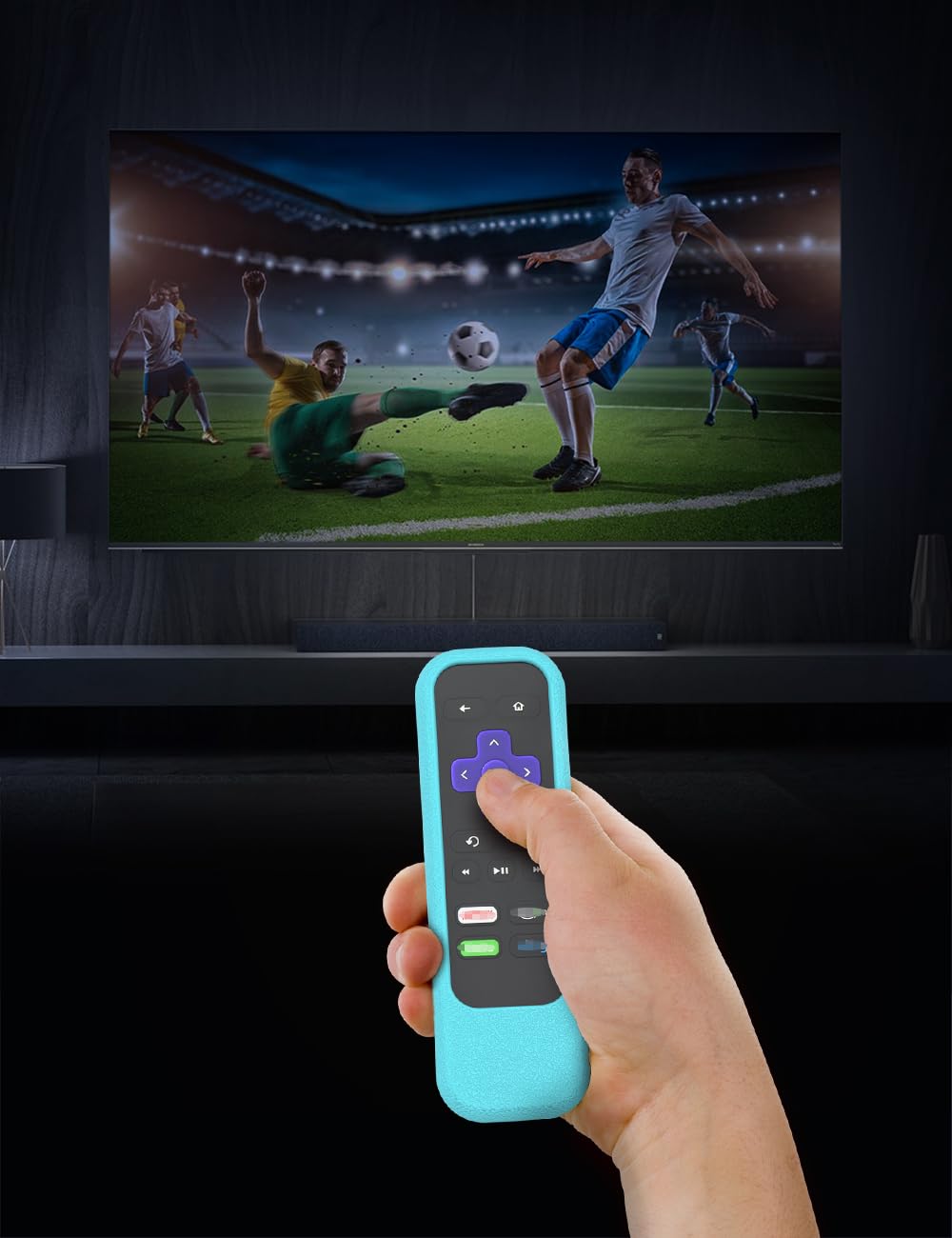 Protective Case for Roku Express HD/Express+,Roku 2 (4210R),Roku LT,Premiere,RC83,Streaming Stick RC41,3800RT,TCL TV R655 Remote Case Light Weight Shock Proof Silicone Remote Cover(Glow in Dark Blue)