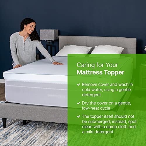 Nature’s Sleep by GhostBed - AirCool IQ 3 Inch Thick Density Gel Memory Foam Mattress Topper with Fitted Cover and 18 Inch Skirt - Twin XL
