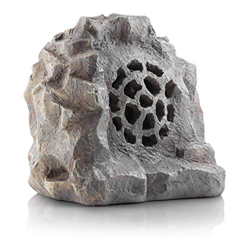 Alpine Corporation - Waterproof Bluetooth Solar-Powered Outdoor Wireless Rock Speaker β 50 Foot Range - Weatherproof, High-Fidelity Sound, Energy Efficient Solar Charging, Portable Audio System (Gray)