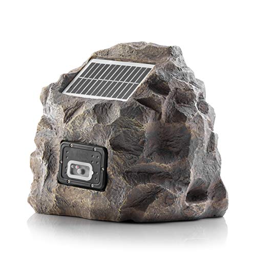 Alpine Corporation - Waterproof Bluetooth Solar-Powered Outdoor Wireless Rock Speaker β 50 Foot Range - Weatherproof, High-Fidelity Sound, Energy Efficient Solar Charging, Portable Audio System (Gray)