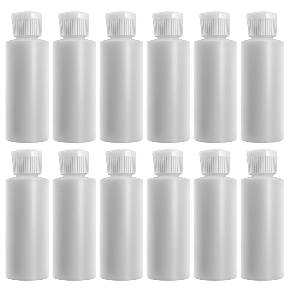 4 Oz Plastic Cylinder Bottles with Flip Top Pour Spout, Pack of 12