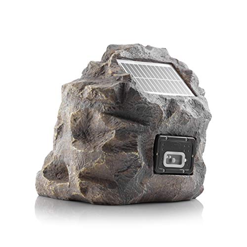 Alpine Corporation - Waterproof Bluetooth Solar-Powered Outdoor Wireless Rock Speaker β 50 Foot Range - Weatherproof, High-Fidelity Sound, Energy Efficient Solar Charging, Portable Audio System (Gray)