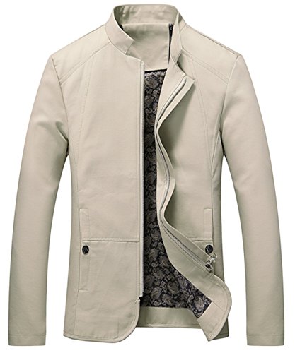 XueYin Men's Cotton Lightweight Slim Fit Jacket Casual Wear(White,XS Size)