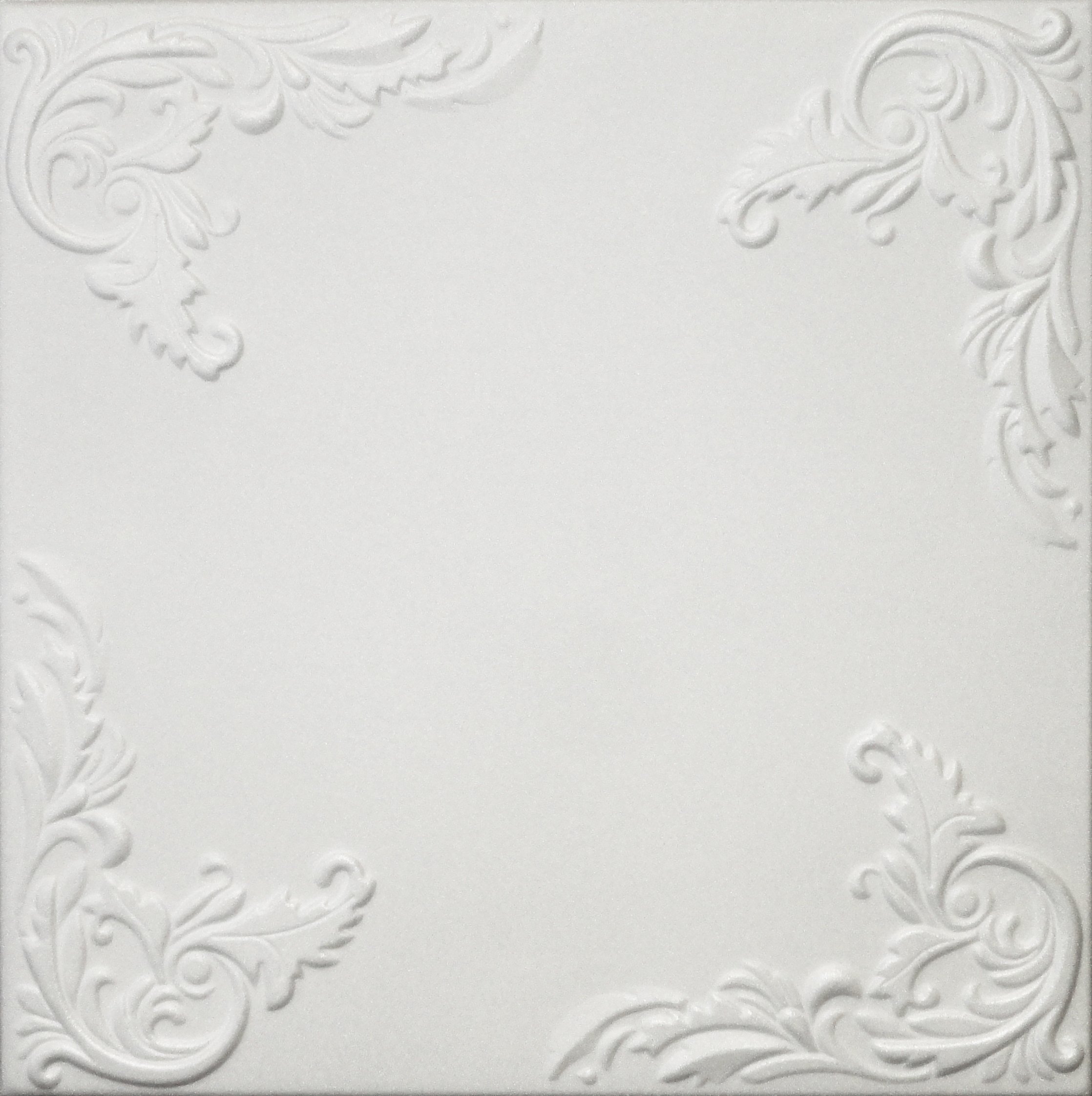 Euro-Deco Ceilings, Inc. Decorative Styrofoam Glue Up Ceiling Tile R101W 20 x 20 Tin Look White