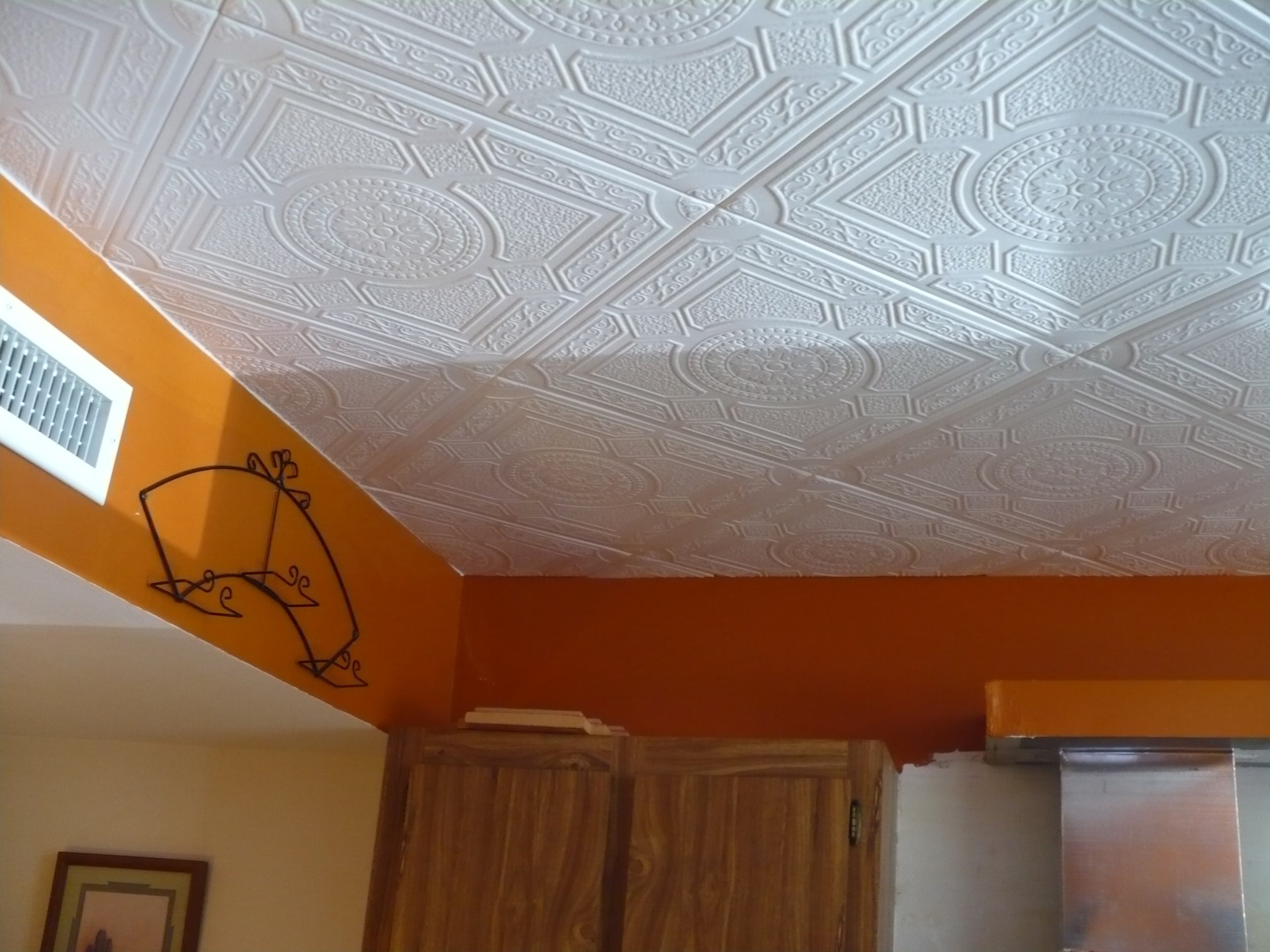 Lima R30W 20 x 20 Tin Looking Styrofoam Glue Up White Ceiling Tile by Euro-Deco Ceilings, Inc.