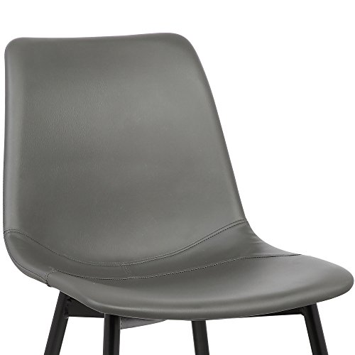 Armen Living Monte Mid Century Modern Dining Accent Chair for Table Kitchen Desk Vanity in Charcoal Gray Faux Leather with Black Metal Legs