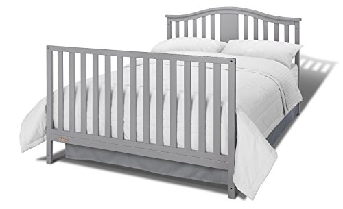 Graco Solano 4-in-1 Convertible Crib and Changer with Drawer (Pebble Gray) – Crib and Changing -Table Combo with Drawer, Includes Changing Pad, Converts to Toddler Bed, Daybed and Full-Size Bed
