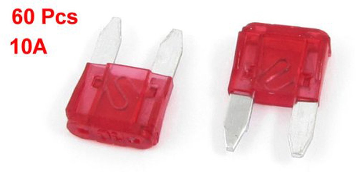 YXQ 60Pcs 10A 10 AMP Automotive Mini Blade Fuses Red for Car
