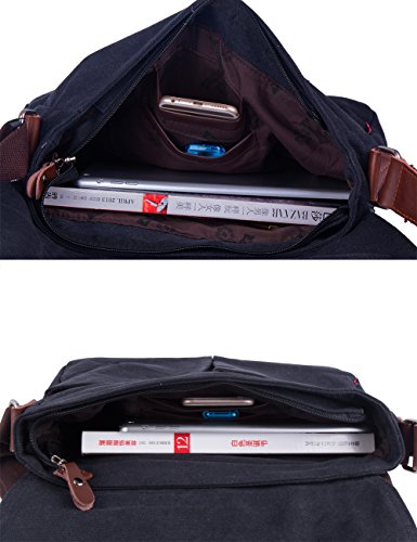 Small Messenger Bag for Men Women Casual Work Bag Canvas Satchel Bag Bookbag for Traveling Camping