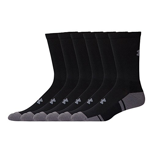 Under Armour Adult Resistor 3.0 Crew Socks, Multipairs , Black/Graphite (6-Pairs) , Medium