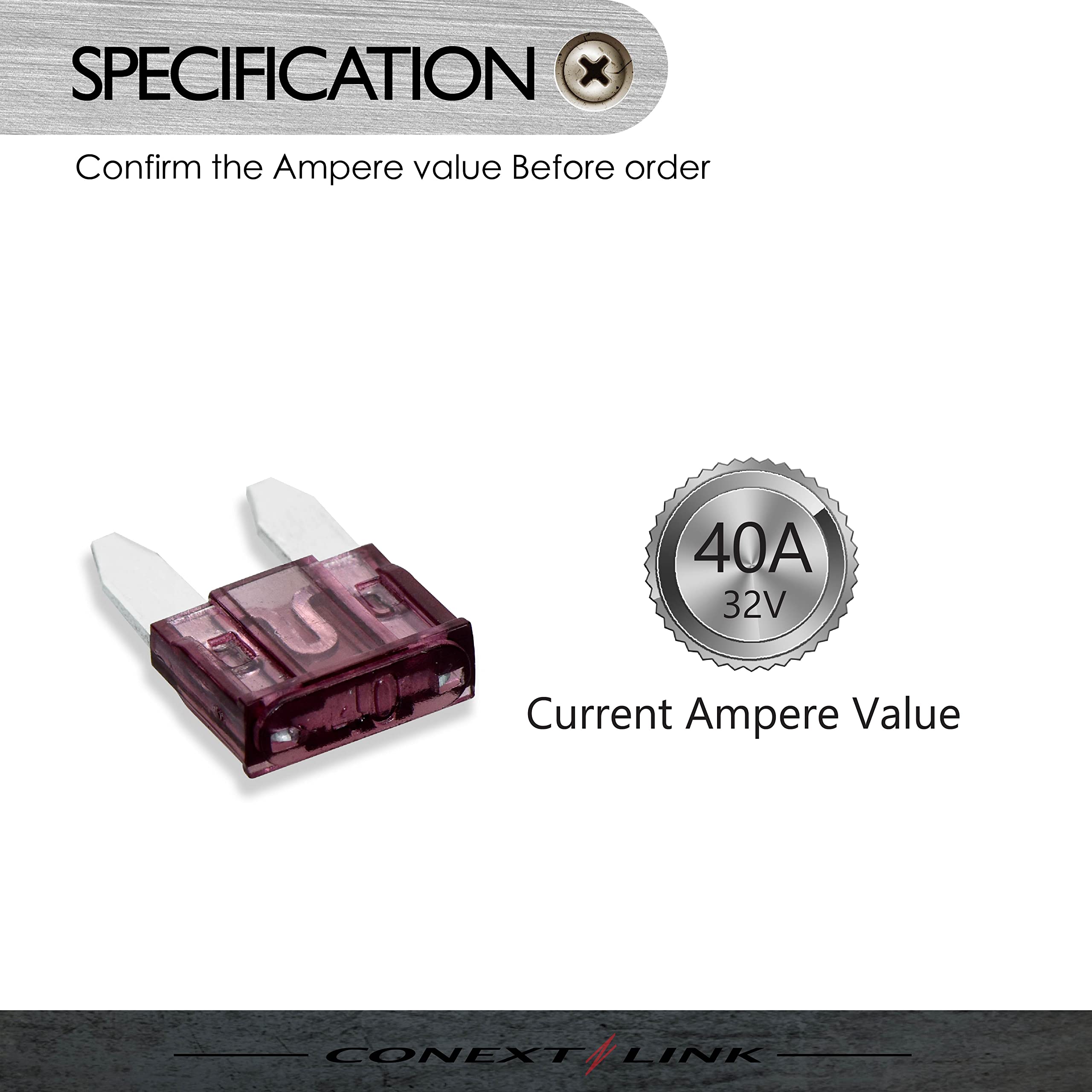 Conext Link 25 Pack 40A Amp APM ATM Fuses Small Mini Blade Fuses for Car Boat Truck SUV Automotive Replacement 32V (14232)