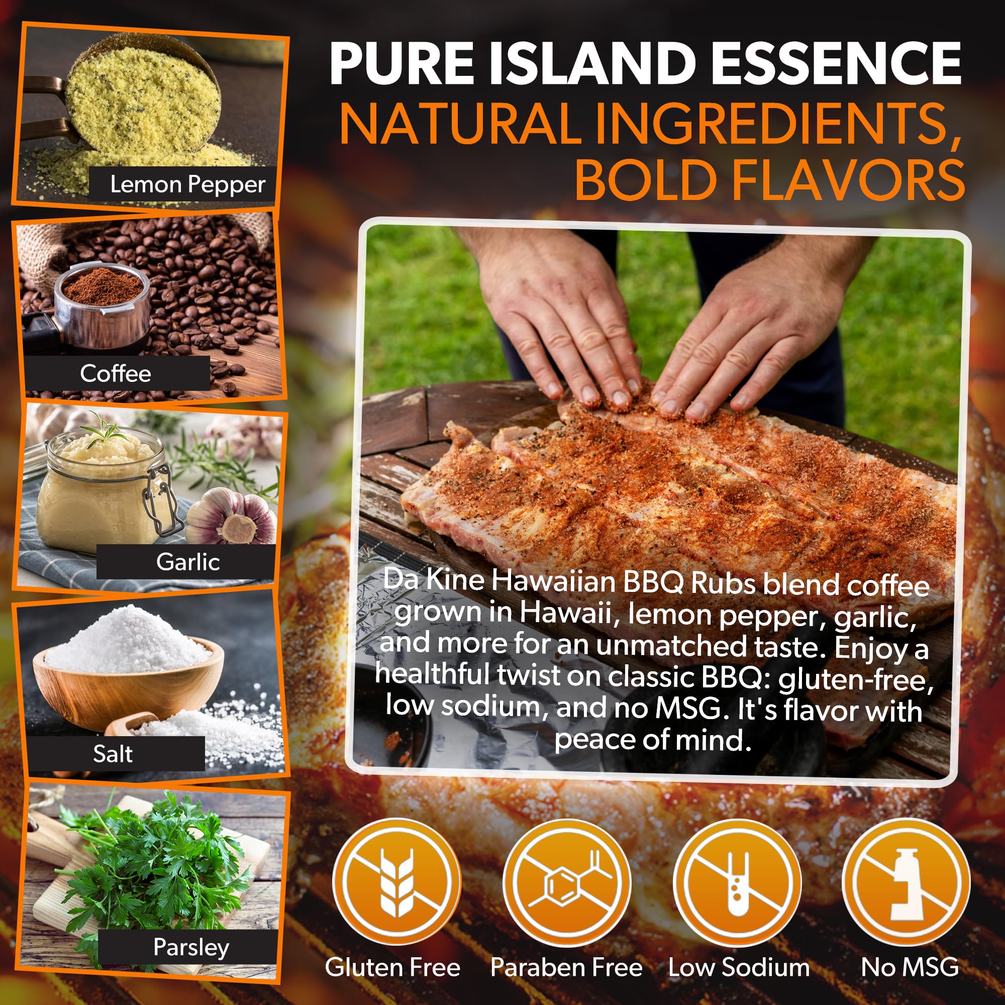 Da Kine Hawaiian Premium BBQ Dry Rub Seasoning Pack - Authentic BBQ Seasoning Blend - Perfect Gourmet Rub Spices for Smoking, Grilling & Cooking, Gluten-Free, Low Sodium, No MSG - Gift Pack (4 Oz. - 3 Pack)