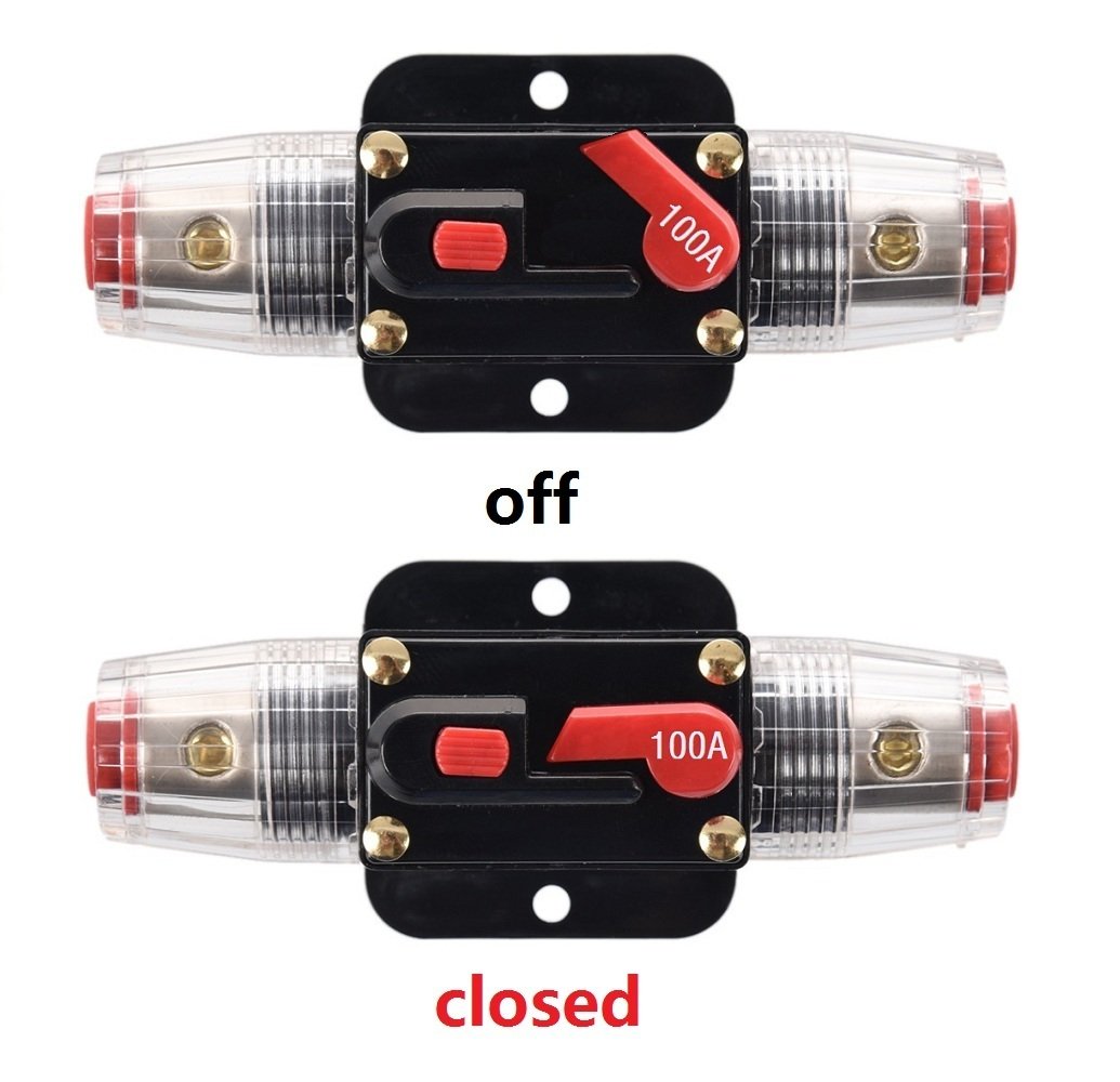 ANJOSHI 100A Auto Car Protection Stereo Switch Fuse Holders Inline Circuit Breaker Reset Fuse Inverter for Car Audio System Protection 12V-48V DC