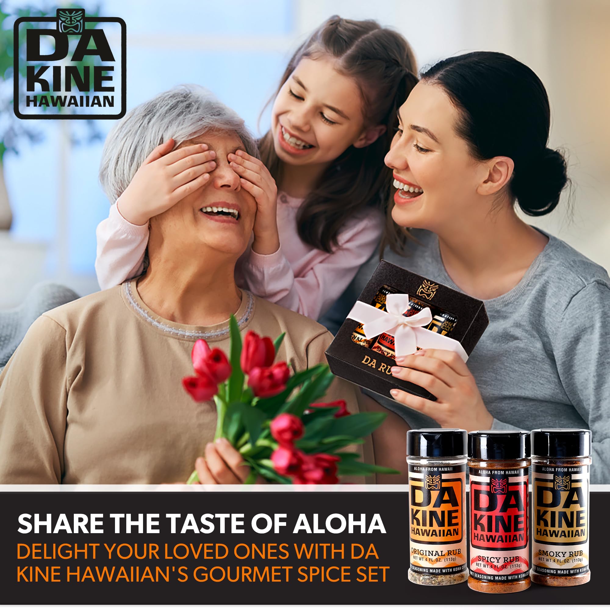 Da Kine Hawaiian Premium BBQ Dry Rub Seasoning Pack - Authentic BBQ Seasoning Blend - Perfect Gourmet Rub Spices for Smoking, Grilling & Cooking, Gluten-Free, Low Sodium, No MSG - Gift Pack (4 Oz. - 3 Pack)