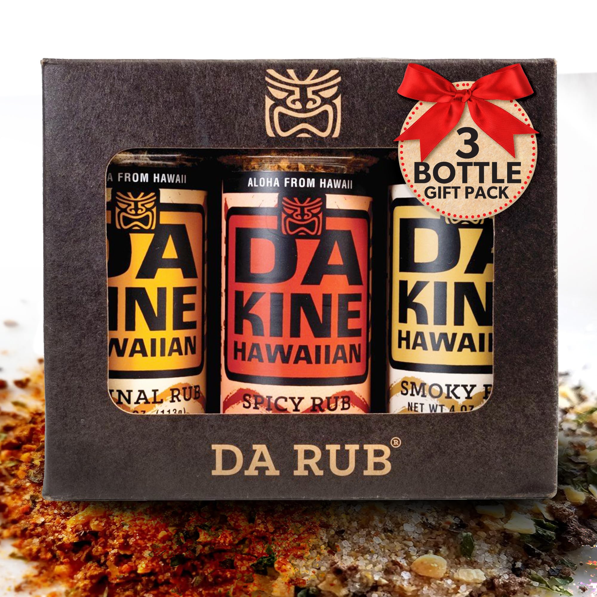 Da Kine Hawaiian Premium BBQ Dry Rub Seasoning Pack - Authentic BBQ Seasoning Blend - Perfect Gourmet Rub Spices for Smoking, Grilling & Cooking, Gluten-Free, Low Sodium, No MSG - Gift Pack (4 Oz. - 3 Pack)