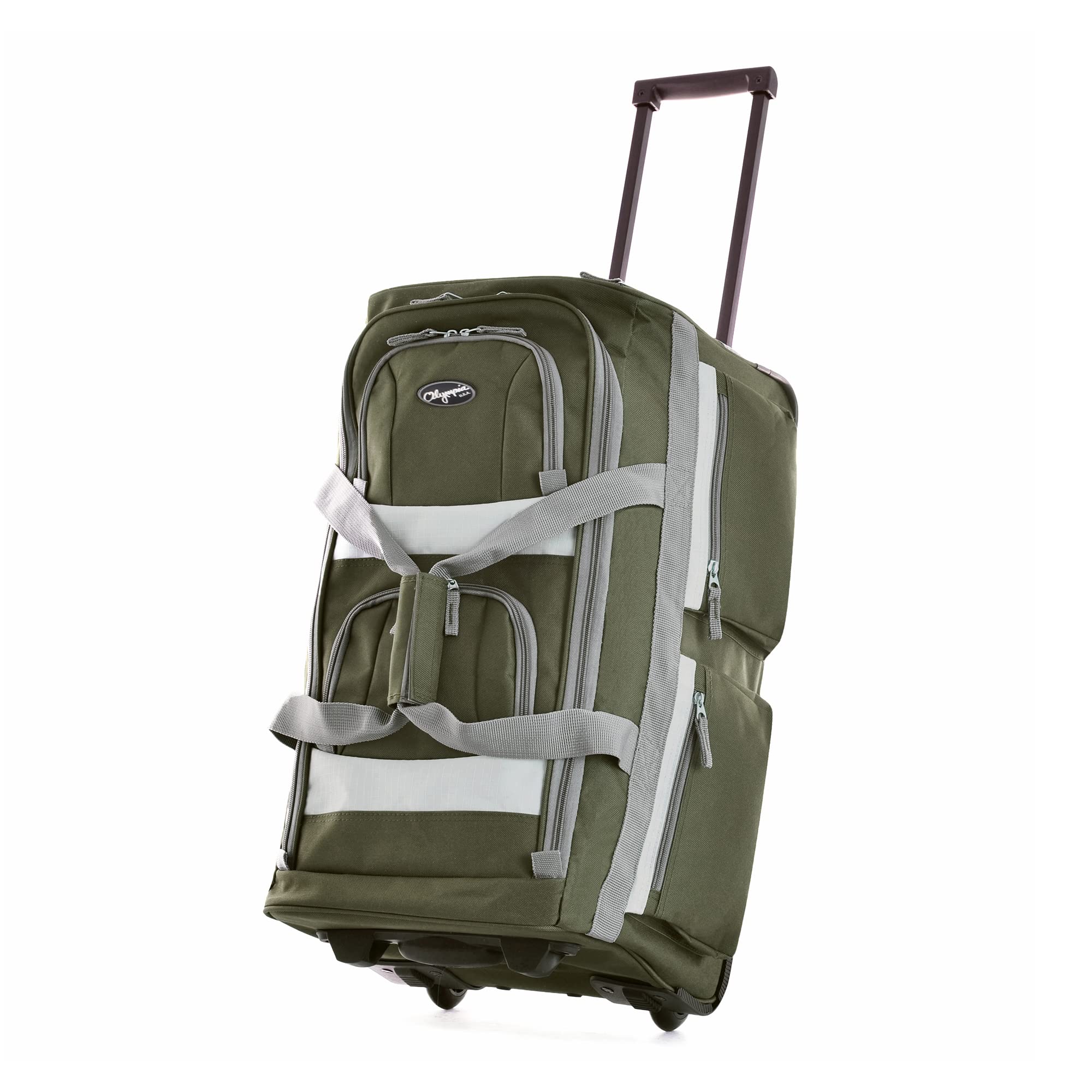 Olympia U.S.A. 22 inch Carry On 8 Pockets Wheeled Rolling Duffel Bag Water Resistant Luggage Lightweight Travel Suitcase with Retractable Handle