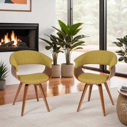 Armen Living Summer Chair in Green Fabric and Walnut Wood Finish 31" x 25" x 22"
