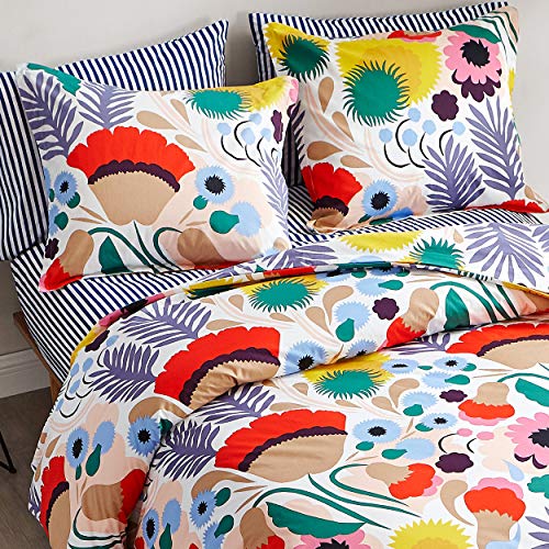 Marimekko - Queen Duvet Cover Set, Cotton Percale Bedding with Matching Shams, All Season Home Decor (Ojakellukka Multicolor, Queen)