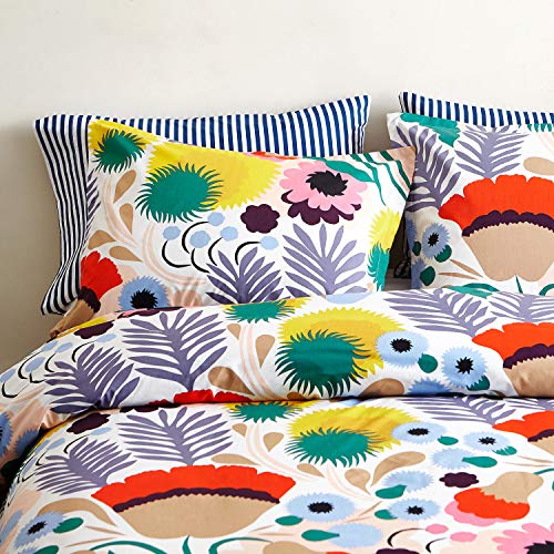 Marimekko - Queen Duvet Cover Set, Cotton Percale Bedding with Matching Shams, All Season Home Decor (Ojakellukka Multicolor, Queen)
