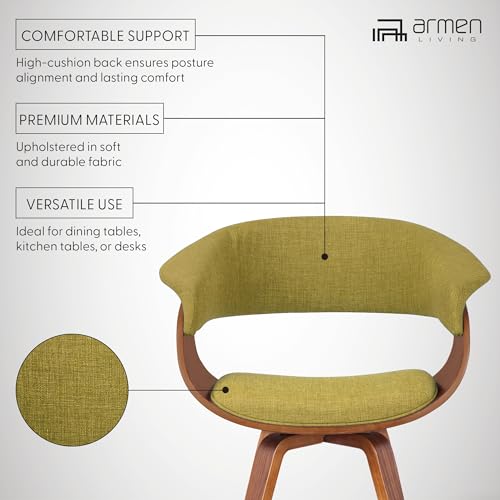 Armen Living Summer Chair in Green Fabric and Walnut Wood Finish 31" x 25" x 22"