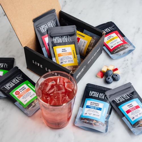 Tiesta Tea - Iced Tea Sampler Dry Flight Set | Loose Leaf | High to No Caffeine | Makes Cold Brew Iced Drink | Assorted Brew Sets with Herbal, Black, Fruit Blends & More | 8 Resealable Sample Pouches
