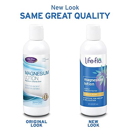 LIFE-FLO Magnesium Lotion w/Concentrated Magnesium Chloride | Calms & Rejuvenates Muscles & Mind | Vanilla Scent (8 oz, 2 pk)
