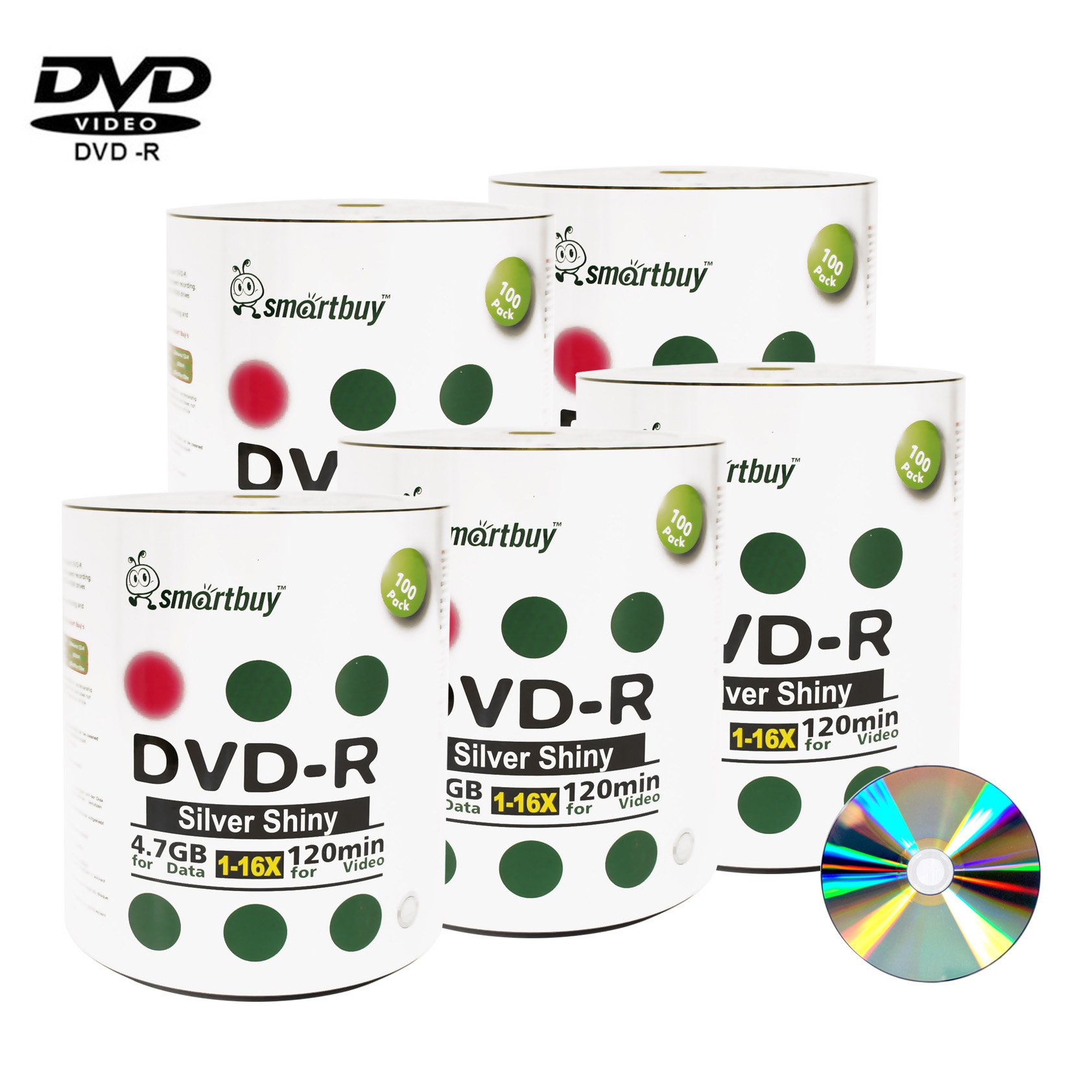 Smartbuy 500-disc 4.7gb/120min 16x DVD-R Shiny Silver Blank Data Recordable Media Disc