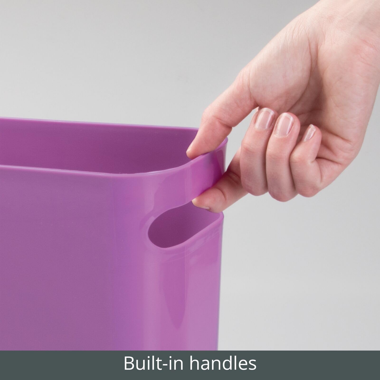 mDesign Bathroom Bin – Rubbish Bin For Bedrooms, Bathrooms, Home or Office – Small Bin for The Home – Purple