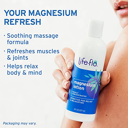 LIFE-FLO Magnesium Lotion w/Concentrated Magnesium Chloride | Calms & Rejuvenates Muscles & Mind | Vanilla Scent (8 oz, 2 pk)