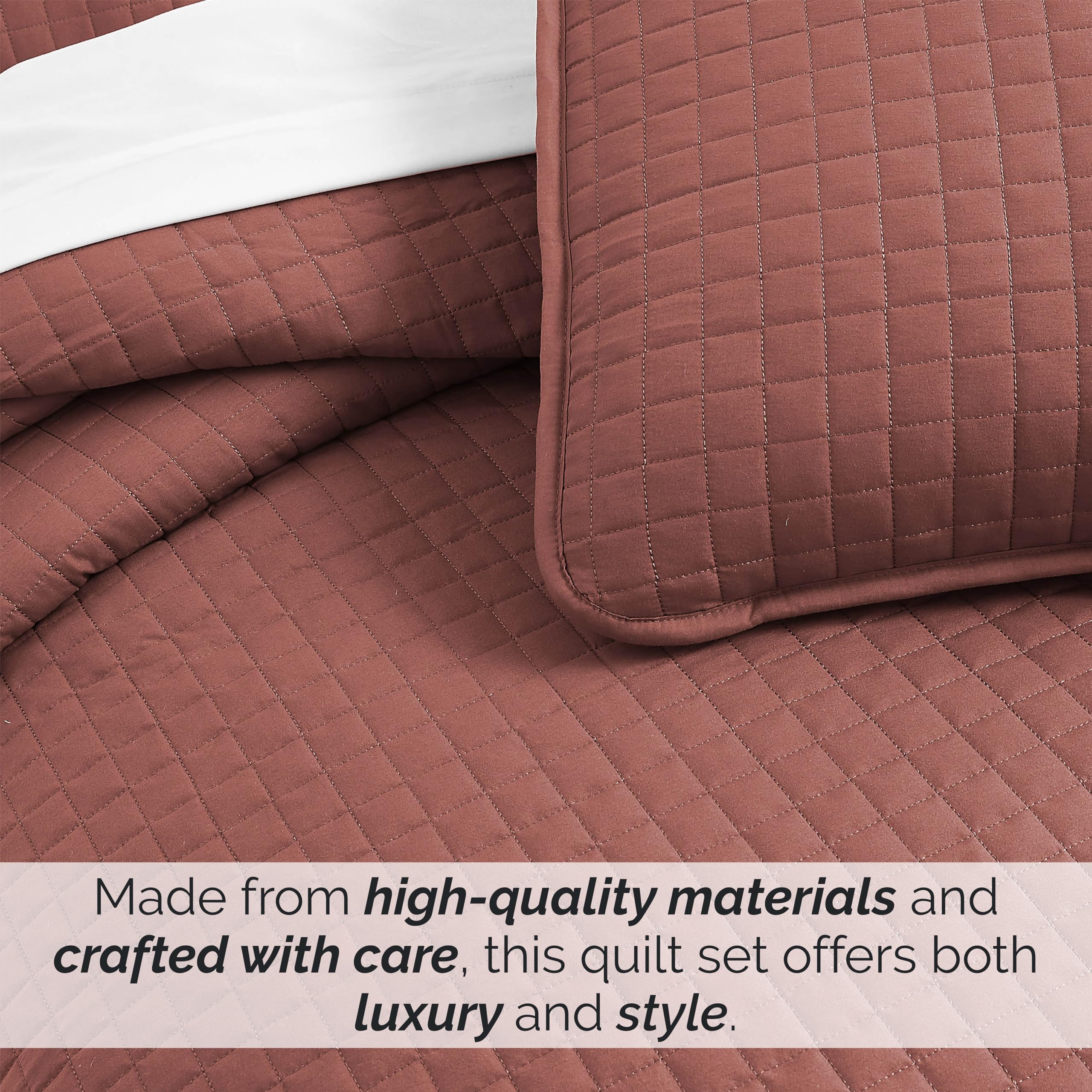Southshore Fine Living, Inc. Twin XL Quilt Set with Pillow Sham, Quilted Twin Bedspread, Coverlet, Oversized Bed Quilt for Full Coverage, Soft and Comfy, Easy Care, Machine Washable, Marsala