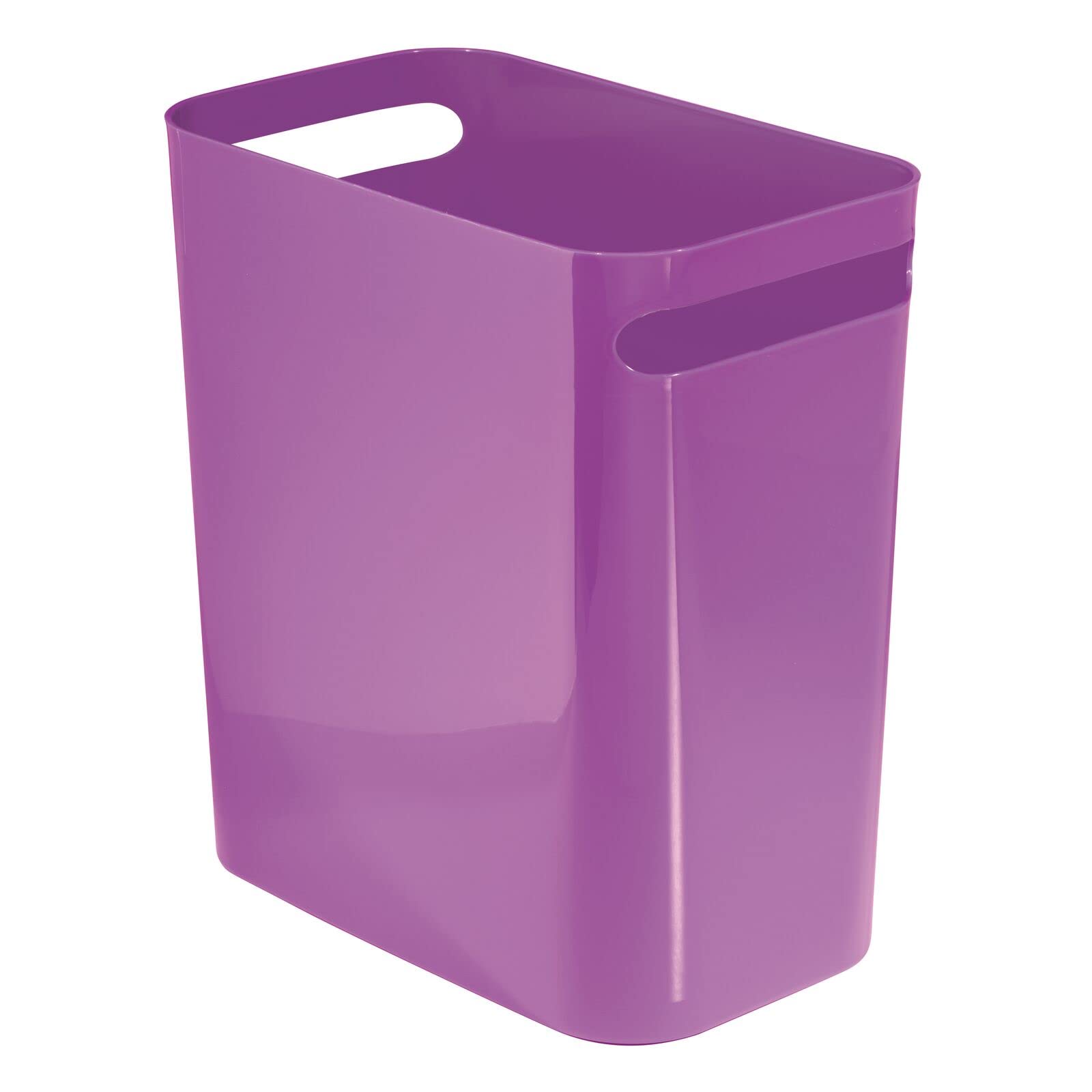 mDesign Bathroom Bin – Rubbish Bin For Bedrooms, Bathrooms, Home or Office – Small Bin for The Home – Purple